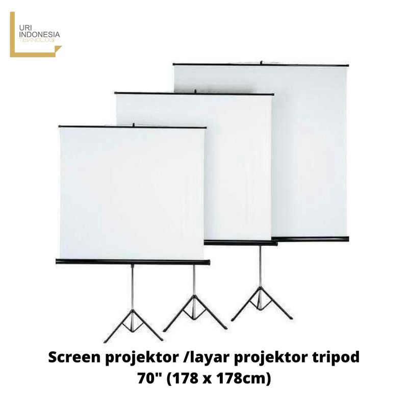 Screen projektor /layar projektor tripod 70" (178 x 178cm)