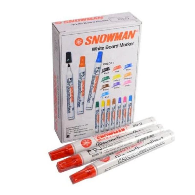 Spidol Snowman Whiteboard BG 12 RED ( 1losin ) - Hitam