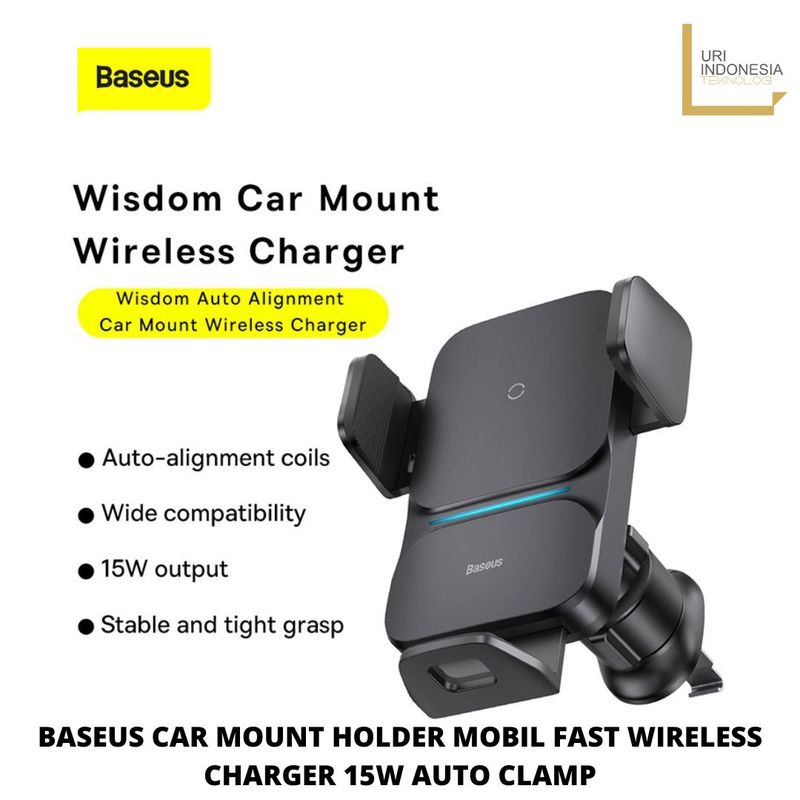 BASEUS CAR MOUNT HOLDER MOBIL FAST WIRELESS CHARGER 15W AUTO CLAMP