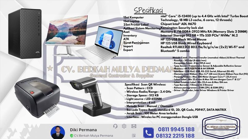 Paket Aplikasi,Printer Label,Scan Barcode Dan Komputer