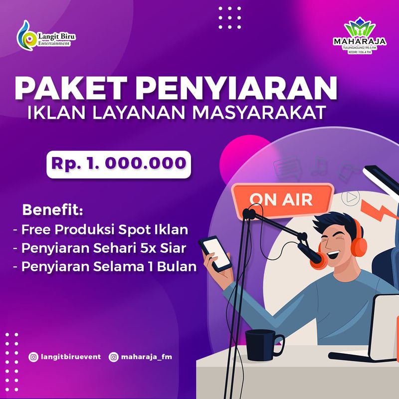 PAKET Rp. 1.000.000,- IKLAN LAYANAN MASYARAKAT MEDIA RADIO