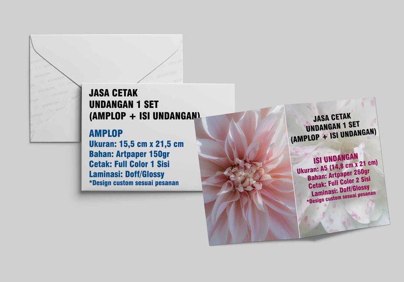 Jasa Cetak Undangan A5 (1 Set)