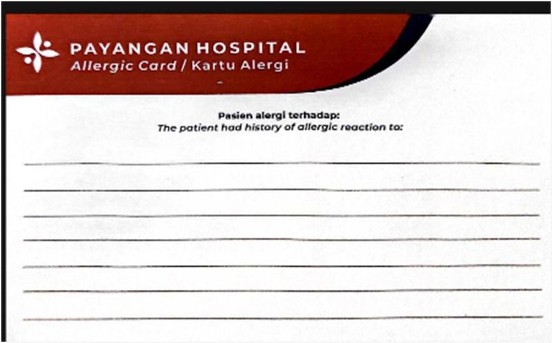 Kartu Alergi Pasien Warna Merah