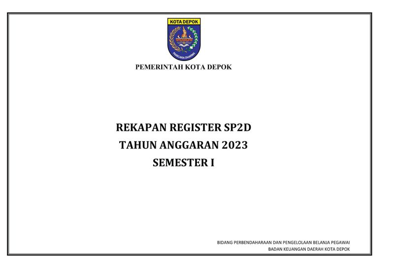Buku Rekapan Register SP2D Semester 1 Tahun 2023