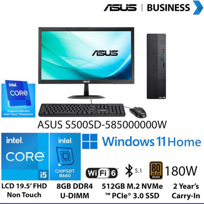 ASUS PC S500SD-585000000W I5-12400/UMA/8/512/ W11H 2Y