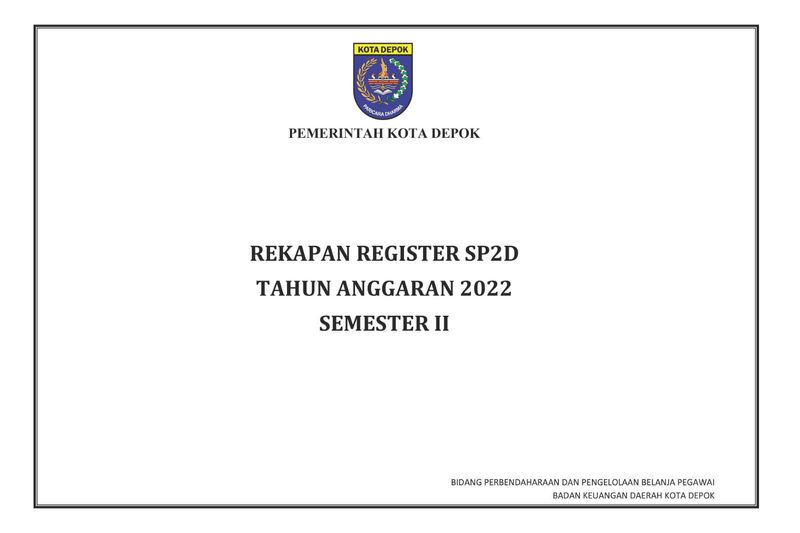 Buku Rekapan Register SP2D Semester 2 Tahun 2022