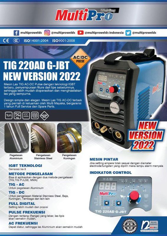 GTAW Welding Machine MULTIPRO MESIN LAS ALUMUNIUM ARGON AC DC TIG 220