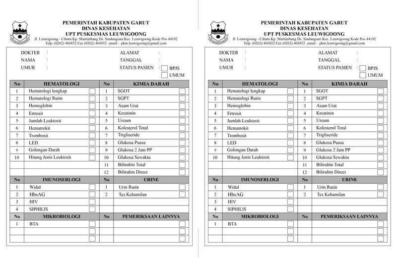 Cetak Form Pengantar Lab