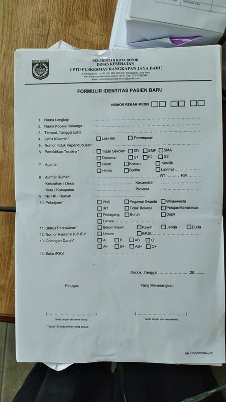 Form identitas pasien