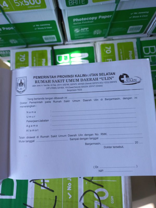 Keterangan di Rawat di RSUD Ulin