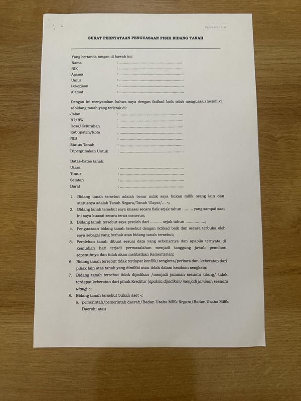 Cetak Blanko hvs Satu sisi