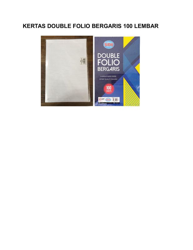 KERTAS DOUBLE FOLIO GARIS 100 LBR