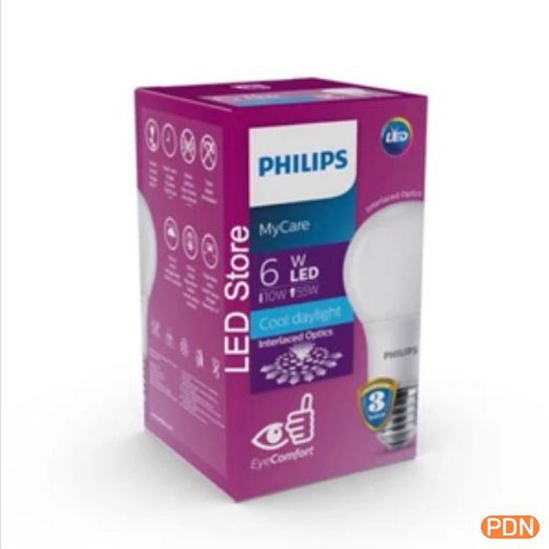 Lampu Bohlam LED Philips 6 Watt Putih