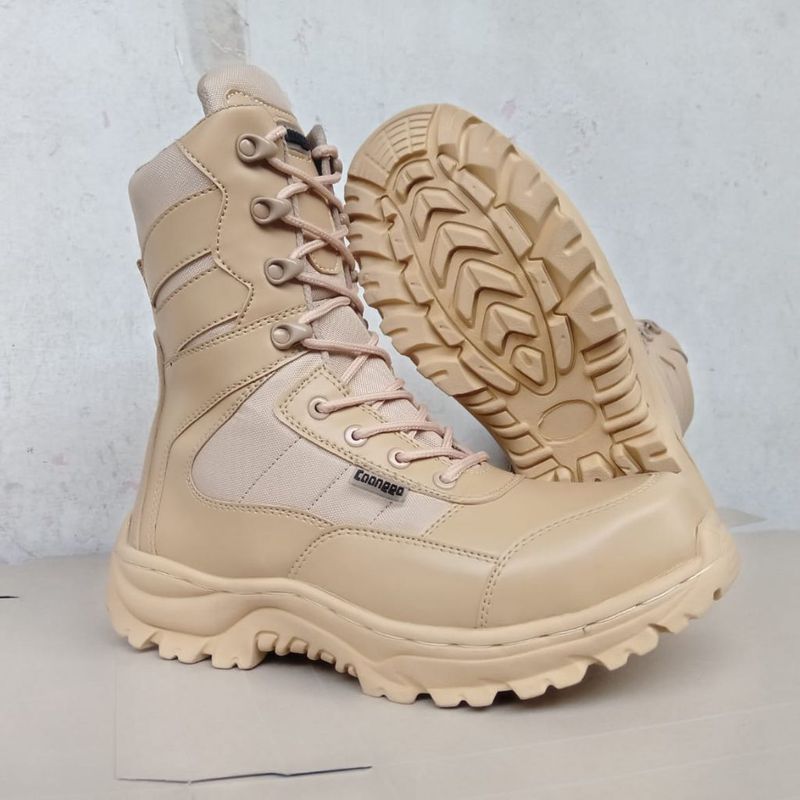 Sepatu PDL Predator Kulit TNI Polri Cream