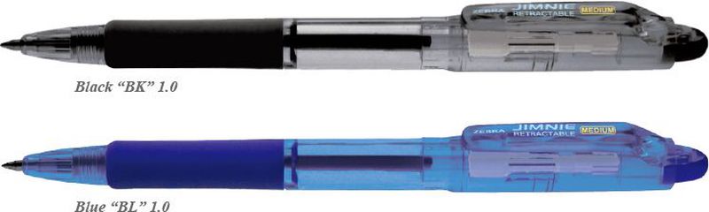Pulpen Jimnie Retractable 1.0 mm Zebra - Hitam