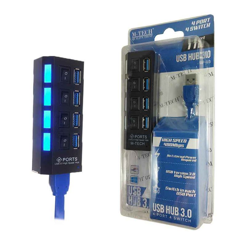 MTECH USB HUB 4PORT+SAKLAR 3.0