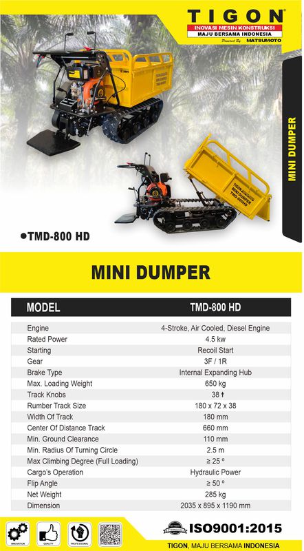 Tigon MIni Dumper TMD-800 HD