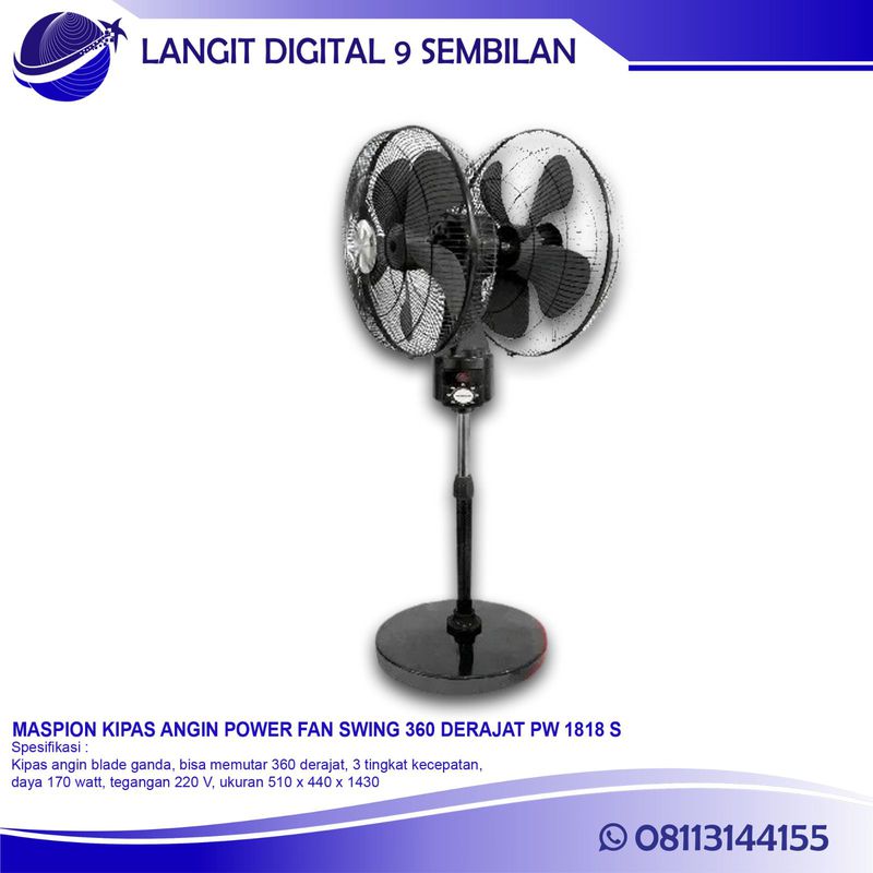 MASPION KIPAS ANGIN POWER FAN SWING 360 DERAJAT PW 1818S