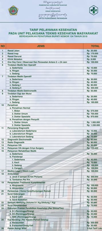 Banner + SpanRam TARIF PELAYANAN KESEHATAN