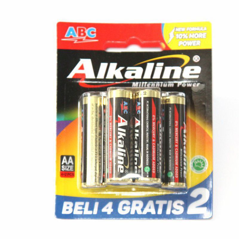 Baterai ABC alkaline AA isi 6 Pcs