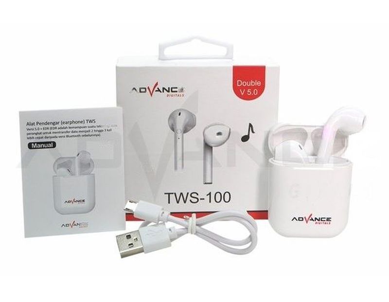 Earphone Advance TWS 100 Bluetooth Double V5.0