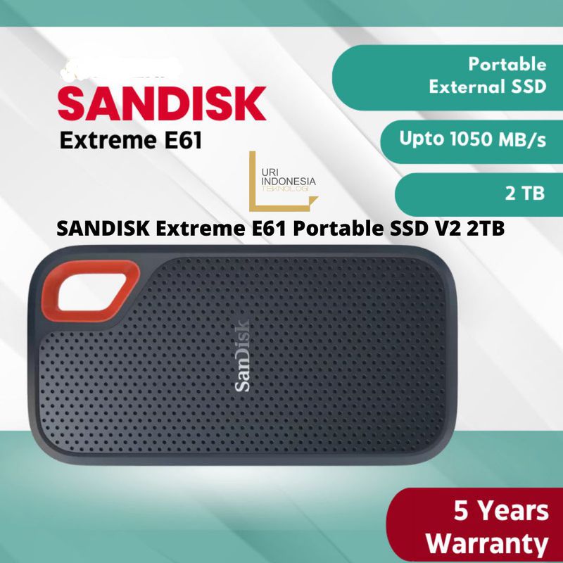 SANDISK Extreme E61 Portable SSD V2 2TB USB3.2 Type C 1050 Mbps