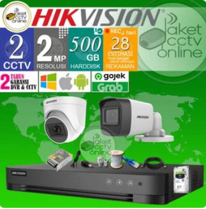 Paket Cctv Hikvision 2 Channel 2Ch 2 Titik Murah Bergaransi 2Kamera