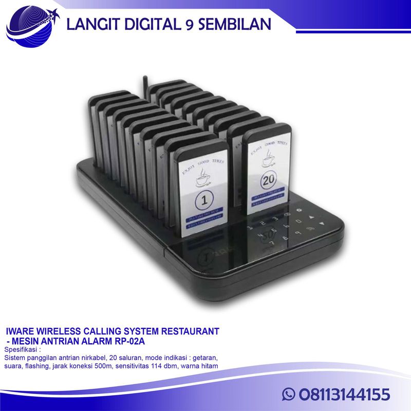 IWARE WIRELESS CALLING SYSTEM RESTAURANT -MESIN ANTRIAN ALARM RP-02A