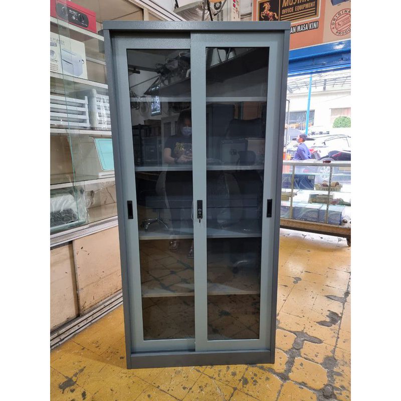 Lemari Arsip | Lemari Sliding Kaca | Lemari Dorong 2 pintu