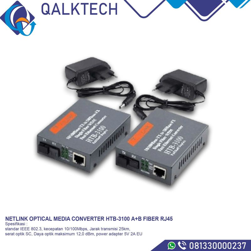 NETLINE OPTICAL MEDIA CONVERTER HTB-3100 A+B FIBER RJ45