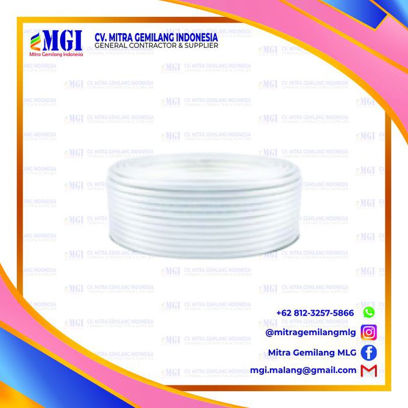 Kabel Serabut Tebal 2 x 1,5 : 50 meter - Putih