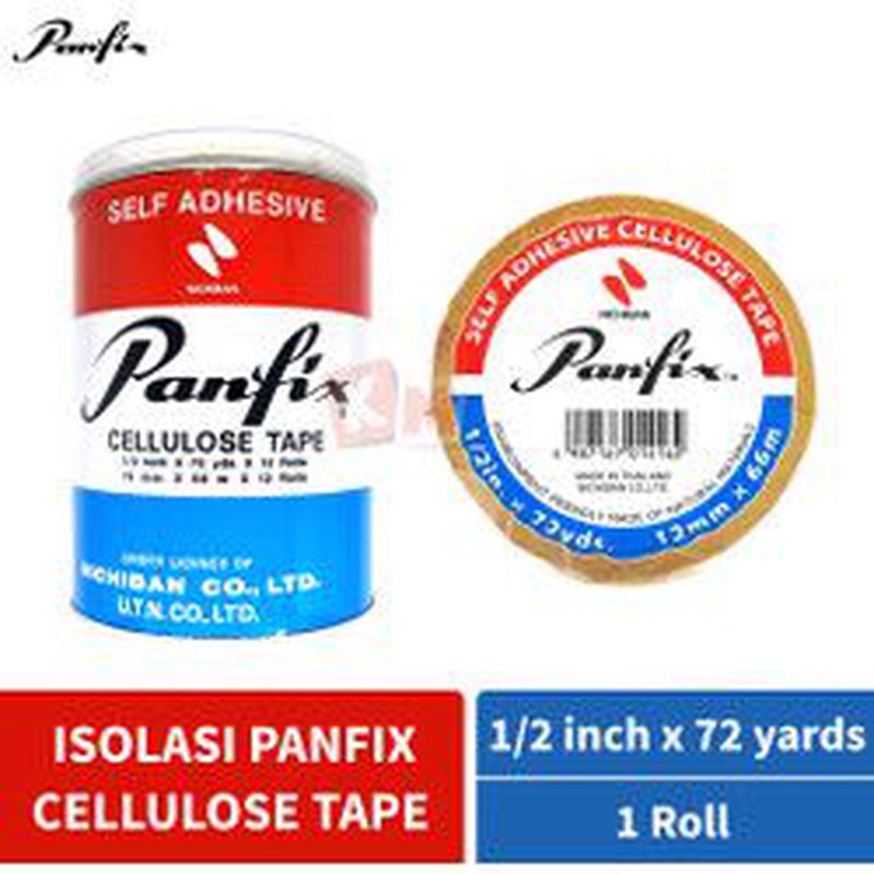 Selotip Panfix Cellulose Tape 1/2 inch x 72 yards