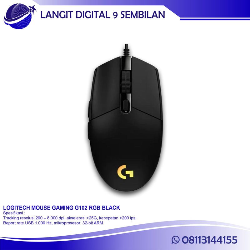LOGITECH MOUSE GAMING G102 RGB BLACK