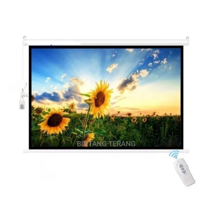 Layar Proyektor 150 Inchi Gantung (Remote)