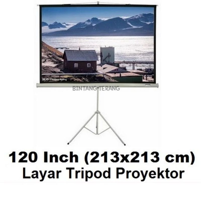 Layar Proyektor Tripod 120 Inchi