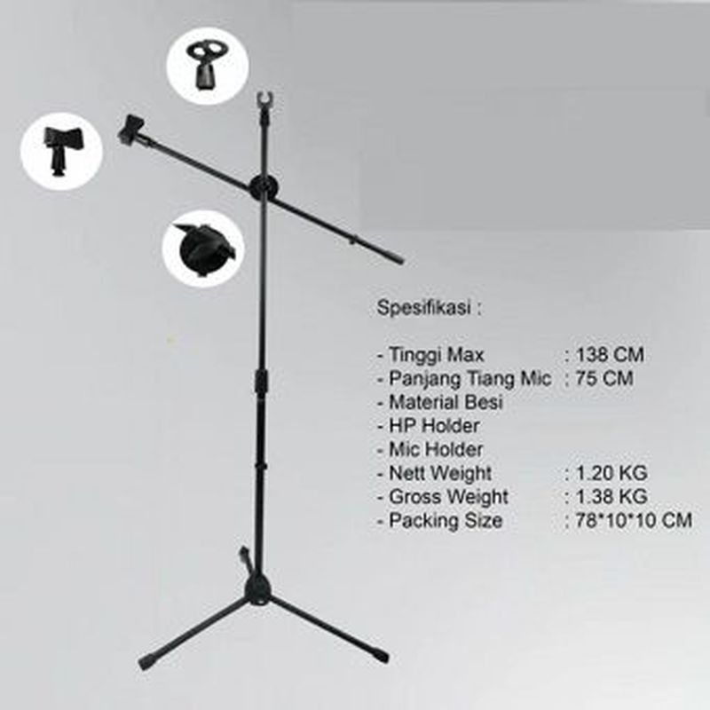 Stand Mic Panjang Double Holder