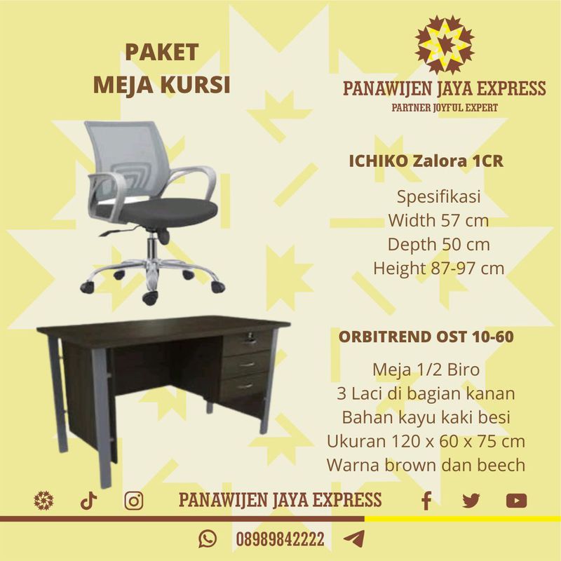 PAKET MEJA KURSI KERJA, paket kursi putar dan meja kerja