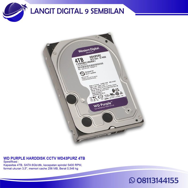 WD PURPLE HARDDISK CCTV WD43PURZ 4TB