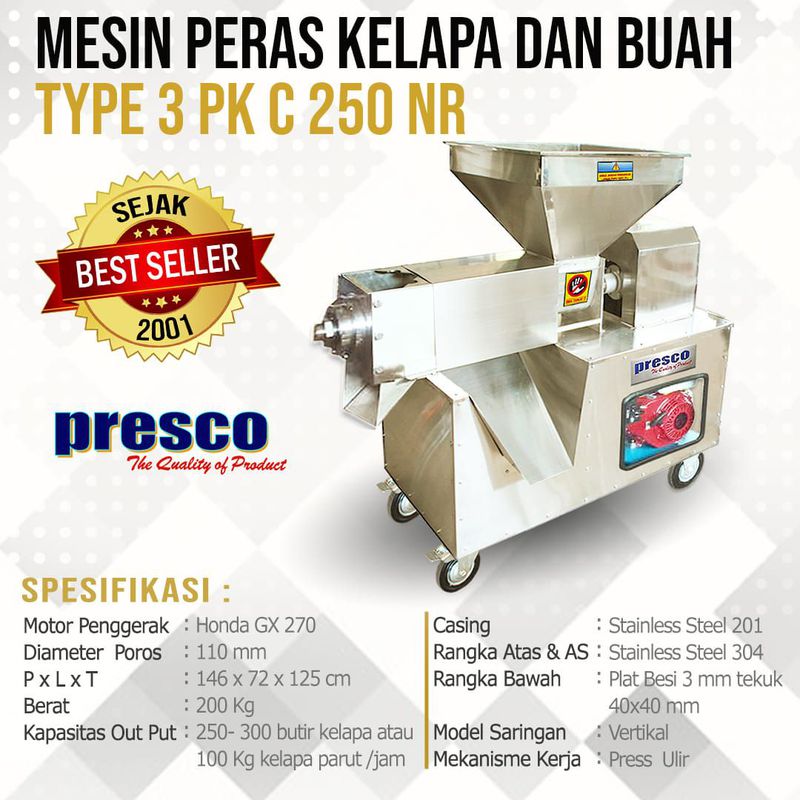 Mesin peras kelapa dan buah (Type 3 PK C 250 NR)