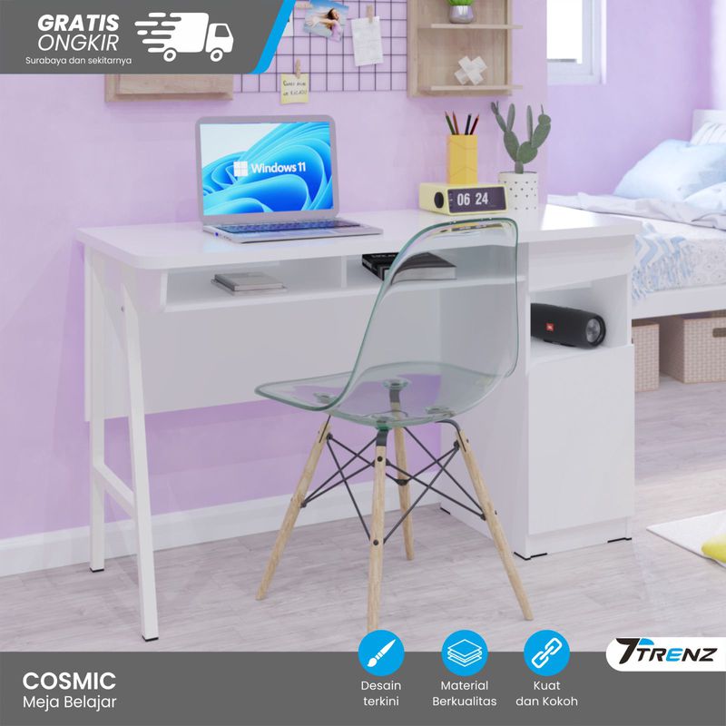 Trenz Furniture - Meja Belajar Minimalis Meja Belajar Kayu Aesthetic Series Cosmic - Cokelat Muda