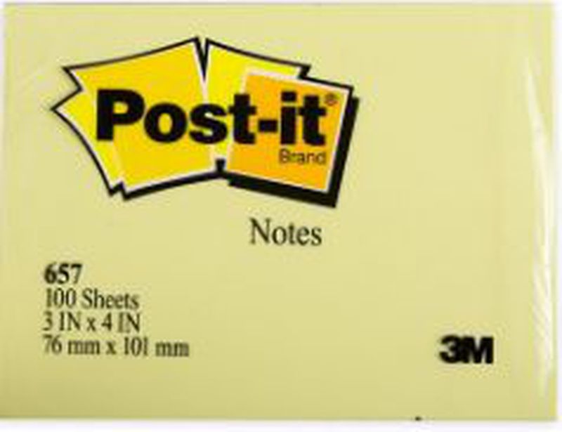 3M Post-It Sticky Notes 654 - 3 x 3 Inci - Canary Yellow