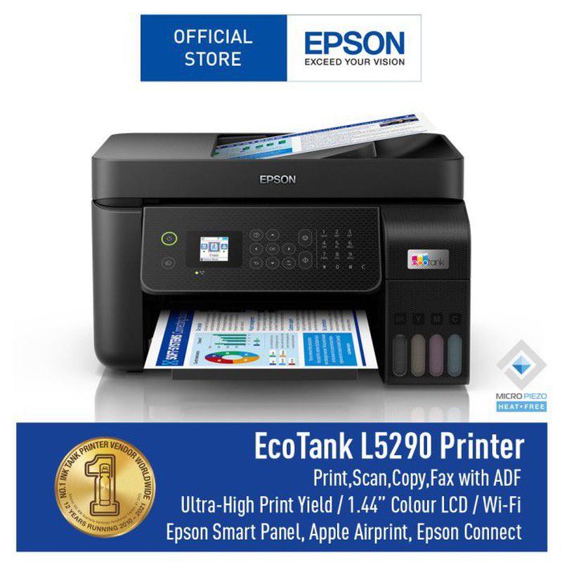 PRINTER EPSON L5290 All In One Print,Scanner,Copy,Fax,Wifi,ADF F4 INK TANK ORIGINAL.