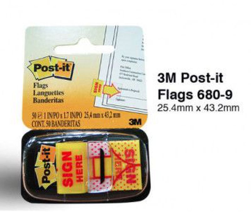 3M Post It Flags 680-9 - Sign Here