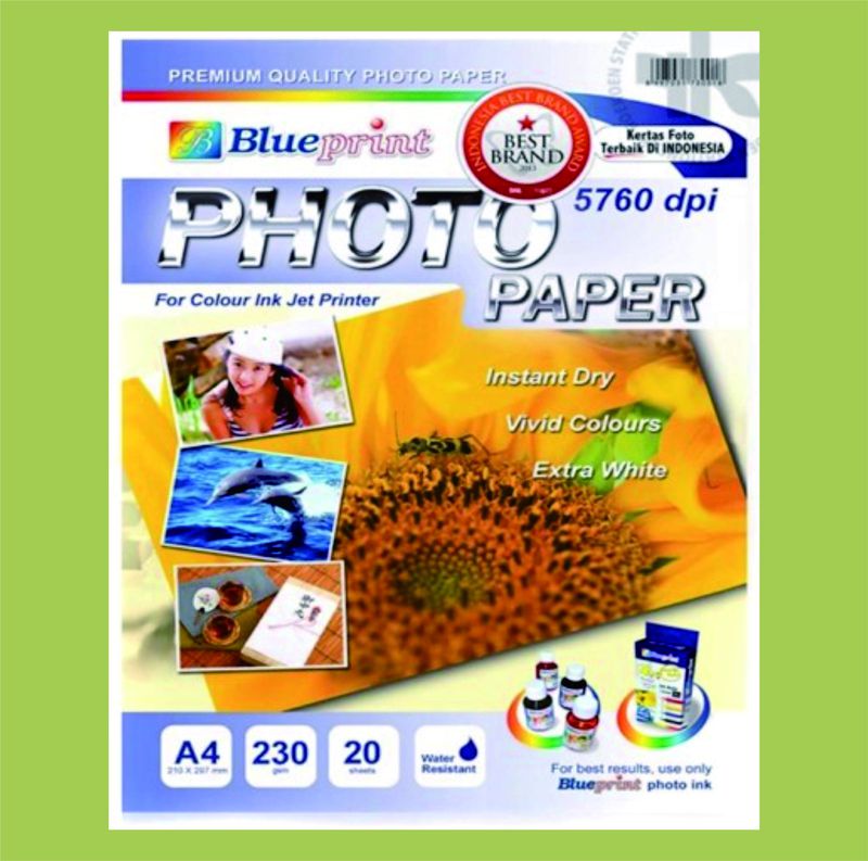 Kertas Foto Glossy Blue Print A4 230 Gsm