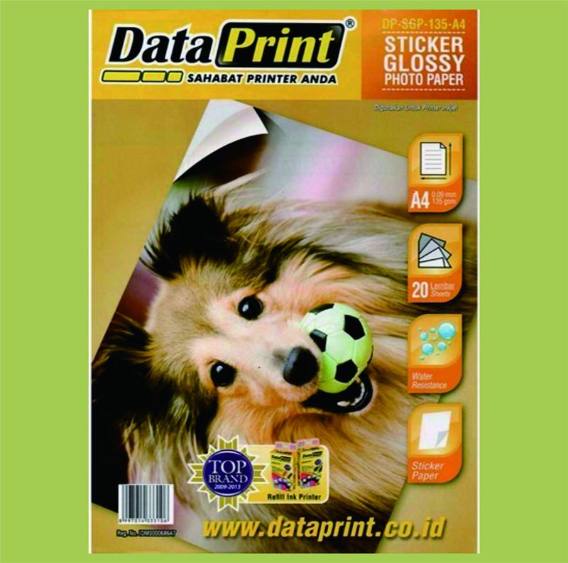 Kertas Stiker / Sticker Data Print Sticker Glossy Photo Paper A4 135 gsm