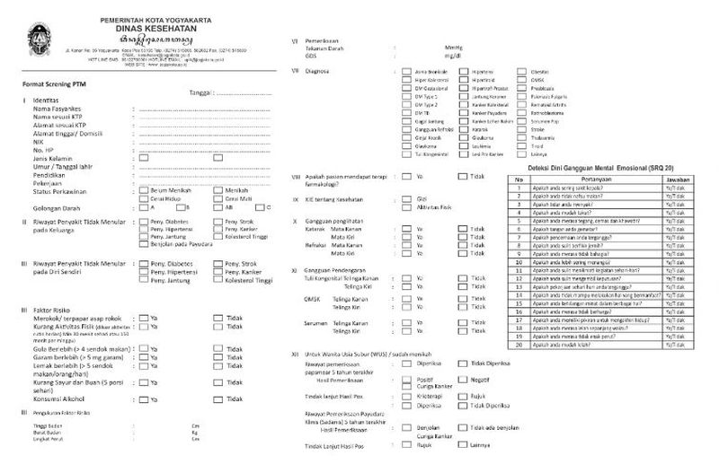 Cetak Formulir Pemeriksaan PTM