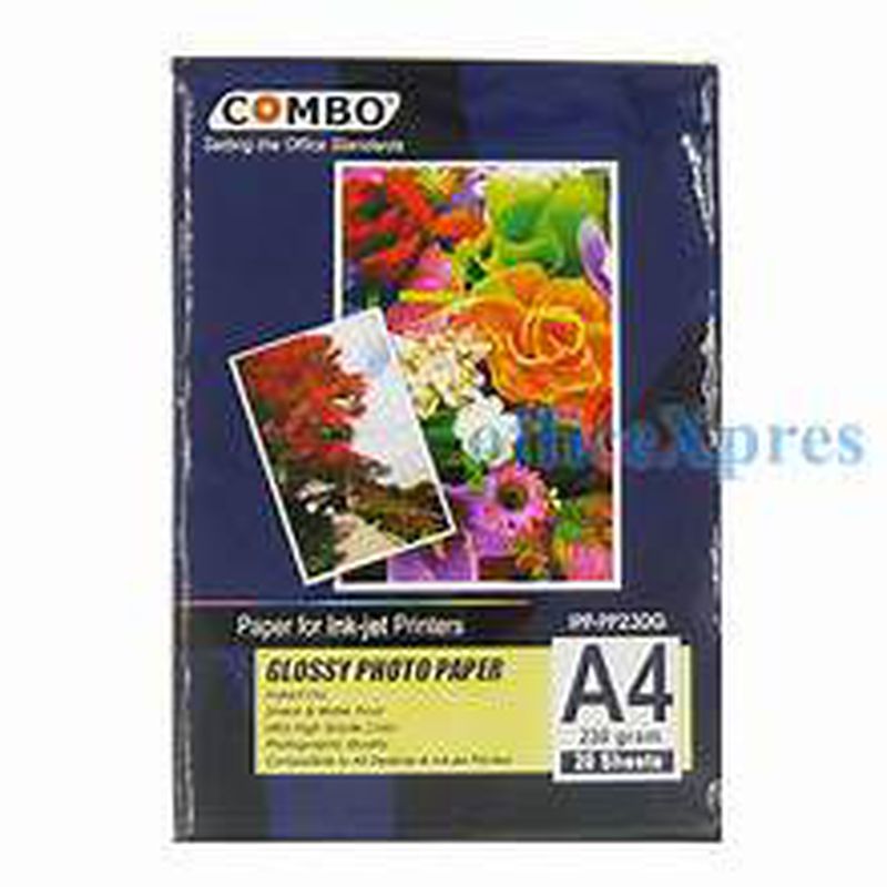 KERTAS GLOSSY PHOTO PAPER COMBO A4 230 GR ISI 20