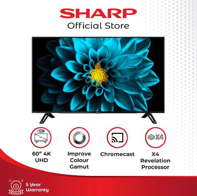 SHARP 4T-C60DK1X 4K Ultra-HDR Android TV with Google Assistant 60 Inch