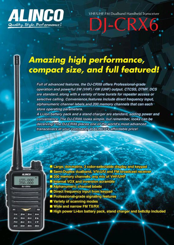 Alinco DJ CRX6 Dual Band VHF U350