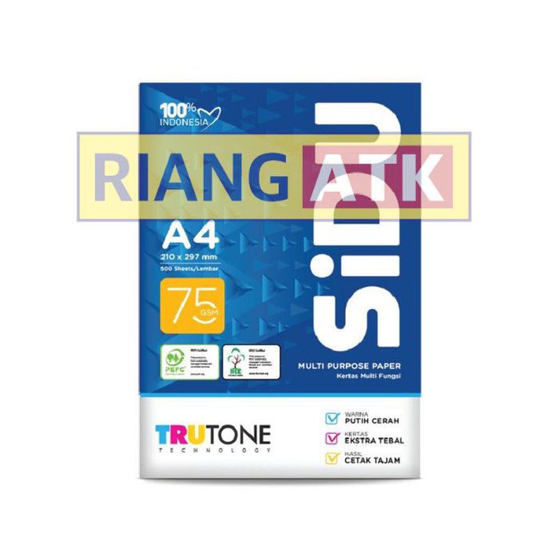 KERTAS HVS PUTIH SIDU A4 75GSM (1 RIM)